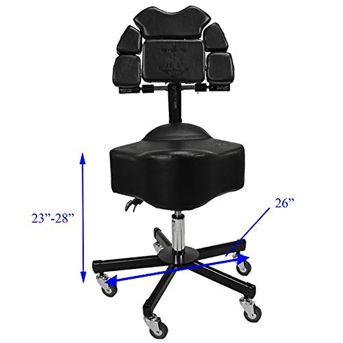 InkBed Patented Adjustable Ergonomic Chair Stool Chest Back Rest Support Tattoo Studio Equipment (Black)
