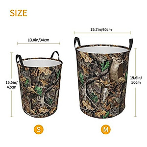 KUOAICY Camo Deer Camouflage Hunting Circular Storage Bin Organizer Round Basket for Laundry Hamper Bedroom Clothes Medium