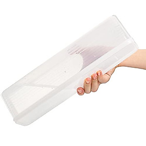 ZENFUN Set of 6 Pasta Storage Containers with Lid, Airtight Spaghetti Noodle Holder Rectangular Chopstick Storage Box Sealed Noodle Canisters for Refrigerator, Kitchen Pantry, 3 x 12 x 3 Inches