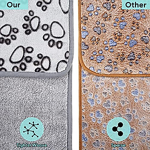 Stuffed Premium Soft Dog Blanket, with Flannel Grey Cute Paw Print, 40 * 32 inches