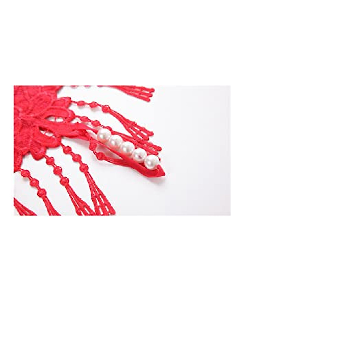 Sekexi Womens Sexy Pearl Tassel G-String Lace Thongs Panties Underwear Low Rise T-Back Underpants (one size, red)