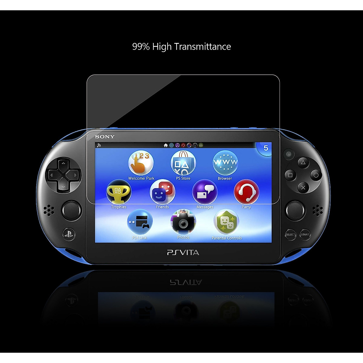 (Pack of 2) Screen Protector for PS Vita 2000, Akwox Premium HD Clear 9H Tempered Glass Screen Protective Film for Sony PlayStation Vita PSV 2000-Max Clarity and Touch Accuracy Film