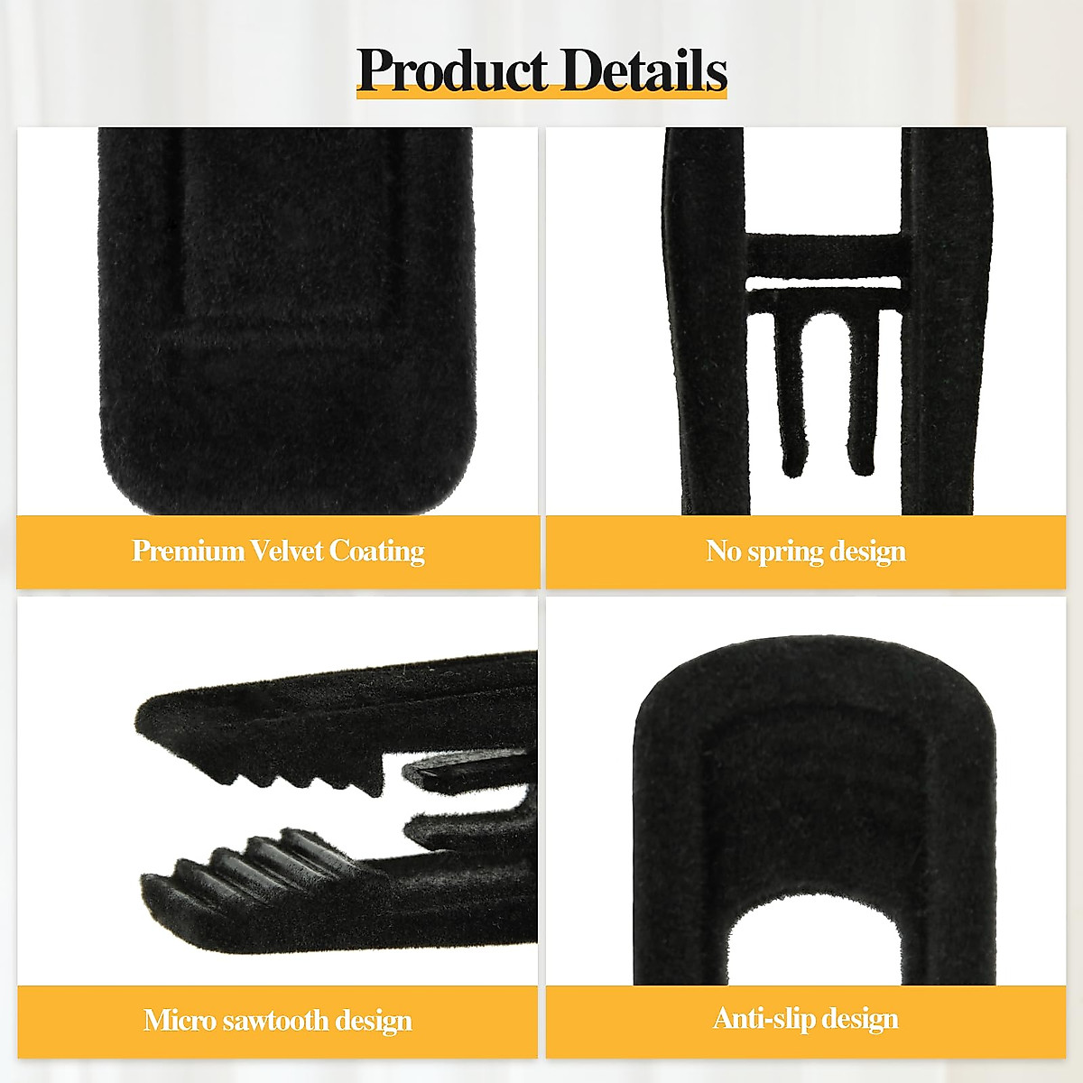 UEAKPIC Velvet Hanger Clips 30 Pack, Durable Felt Clothes Hanger Clips for Pants. Multipurpose Clothes Pins for Adult & Baby Velvet Hanger, Fit for Black Velvet Hangers （Only Clips）