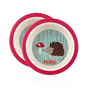 Nuby 2 Piece Bamboo Printed Bowl, Colors May Vary