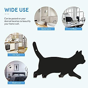Cabilock 2pcs Coat Hooks Self- Adhesive Walking Cat Leg Key Hanger Creative Decorative Iron Wall Hanger Metal Towel Rack with 3 Hook for Towel Hat Scarf Bag Belt Black