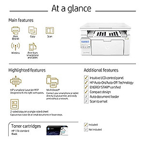 HP LaserJet Pro M130nw All-in-One Wireless Laser Printer, Works with Alexa (G3Q58A). Replaces HP M125nw Laser Printer
