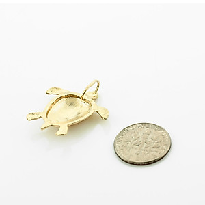 Textured 14k Yellow Gold Good Luck Sea Turtle Charm Pendant