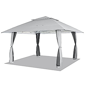 CROWN SHADES 13X13 Outdoor Pop Up Gazebo Base 10X10 Patio Gazebos Patented Center Lock Quick Setup Newly Designed Storage Bag Instant Canopy Tent with Mosquito Nettings(13x13, Grey)