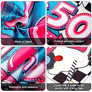 50's Party Banner I Love The 50's Banner 1950s Rock and Roll Theme Party Decorations Photo Booth Backdrop Wall Background 50s Party Decoration Baby Shower Birthday Party Supplies, 70.8 x 15.7 Inch