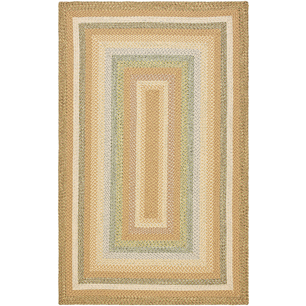 SAFAVIEH Braided Collection 4' x 6' Tan / Multi BRD314A Handmade Country Cottage Reversible Area Rug