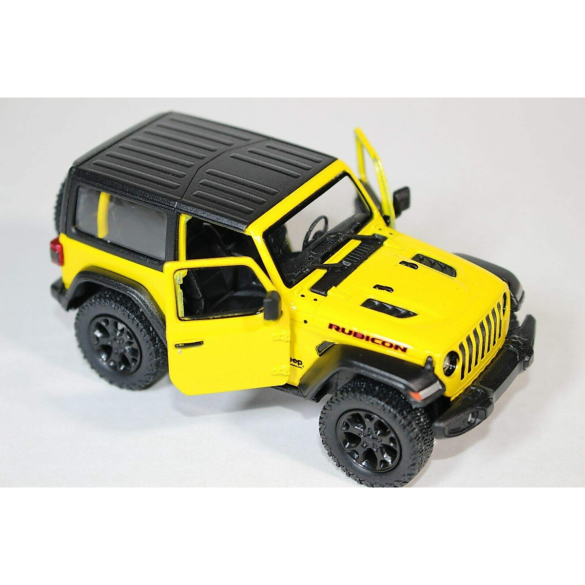 KiNSMART 2018 Jeep Wrangler Rudicon Hard Top Yellow 5" 1:34 Scale Die Cast Metal Model Toy w/ Pullback Action