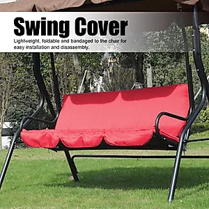 Andraw Easy to Clean Non‑Fading Swing Chair Cushion,Three seat Swing Replacement Cushions Swing Seat Cover, Waterproof Yard Garden Lawn(red),