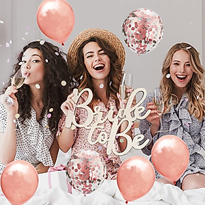 Bridal Shower Decorations Bride to Be Sign for Batcholette Party Supplies,Bride Wood Sign Photo Booth Props and Rose Gold Balloons for Wedding Party Decorations
