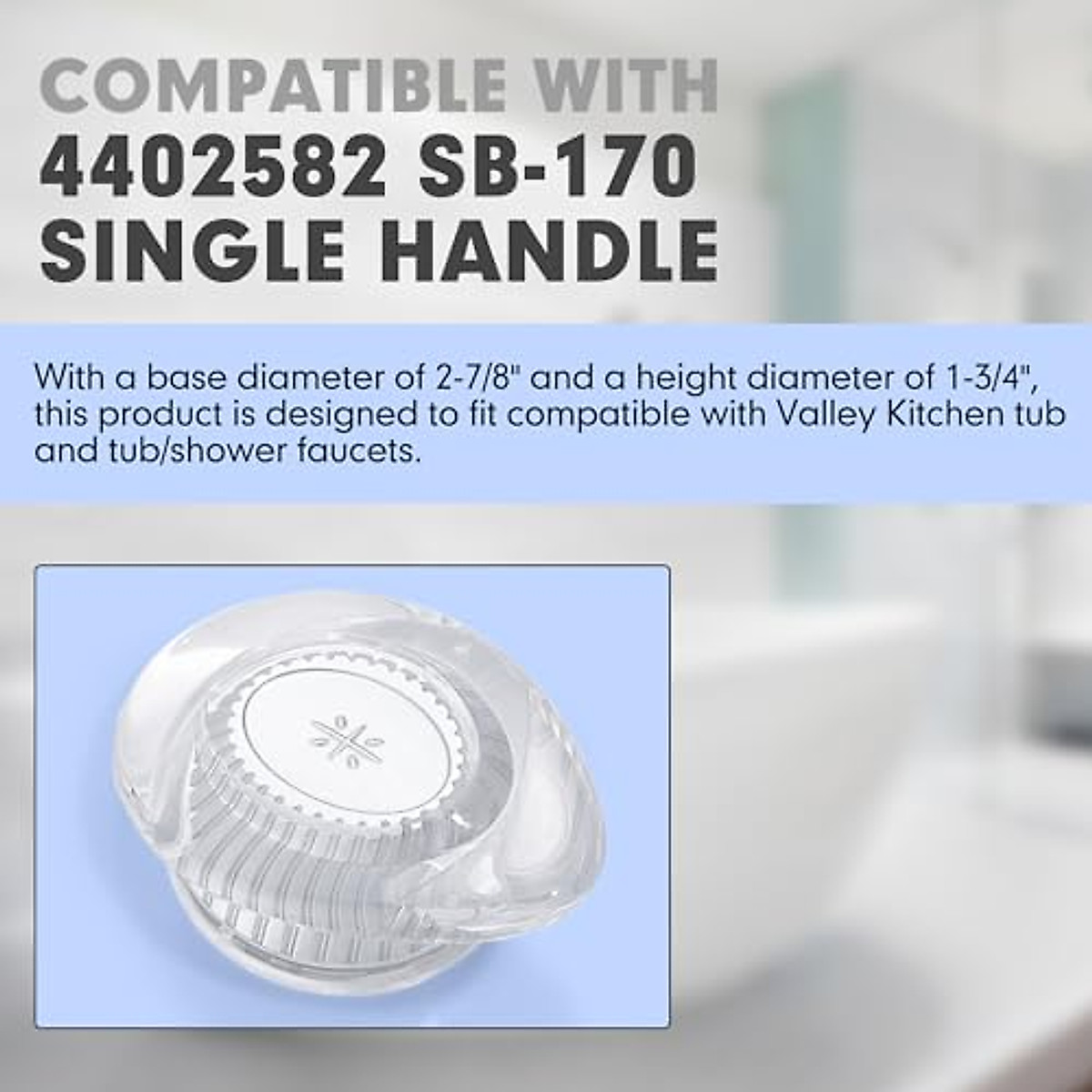 ZephyrJazz Clear Sb-170 Single Handle, for Use with Valley Kitchen, Lavatory and Tub and Shower Faucets, Acrylic, 2-7/8" W x 1-3/4" Base
