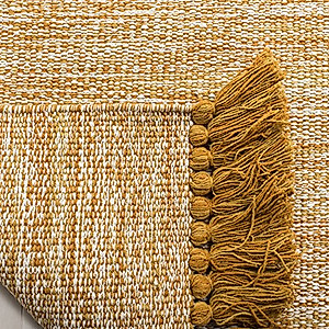 SAFAVIEH Montauk Collection Accent Rug - 3' x 5', Gold, Handmade Tassel Cotton, Ideal for High Traffic Areas in Entryway, Living Room, Bedroom (MTK610I)