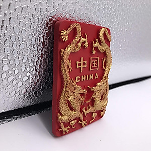 Chinese Dragon 3D Refrigerator Magnet China Souvenirs Sticker,Beautiful Myth China Fridge Magnet,Red Home and Kitchen Decoration