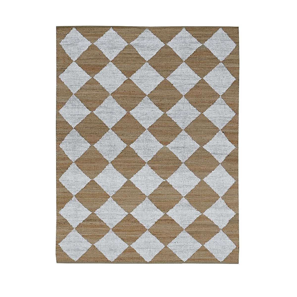 Antep Rugs Natural 6x9 Indoor Hand Woven Fiber Jute Diamond Area Rug (Natural-Off White, 6'7" x 9')