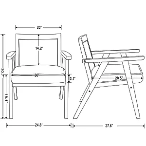 Guyou Mid Century Modern Rattan Chair, Upholstered Velvet Accent Chair with Rattan Back, Retro Living Room Chair for Bedroom/Fire Place/Reading Room (Beige)