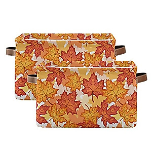 senya Thanksgiving Basket Fall Basket, Autumn Leaves Maple Leaf Foldable Fabric Collapsible Storage Bins Organizer Bag for Storage Toy Storage Pattern 12 One Size x1