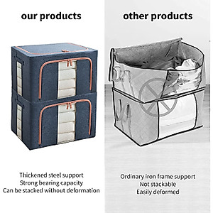 RTBQJ-AT Frame Storage Box, Large-Capacity Clothes Storage Containers ​with Transparent Windows and Handles, ​Mobile Storage Artifact for Bedding, Clothes, Closet, Bedroom (2 pieces large)