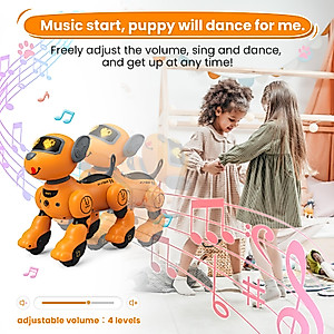 FUUY Robot Dog Toys for Kids Ages 4-7 Year Old Interactive Robo Dog Toy FollowMe RC Robot Toys Intelligent Remote Control Dog with Sing Dance Programmable Design Robotics Pets Birthday Gifts Boy Girl