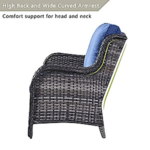 Rilyson Outdoor Loveseat Wicker Patio Sofa - 2-Seat Rattan Outdoor Couch Patio Furniture with Deep Seating and Cushions for Porch Deck Balcony(Mixed Grey/Blue)