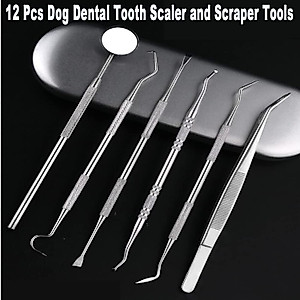 Teeth Cleaning Kit Dog Plaque Tartar Remover Tools Pet Dental Tooth Scaler and Scraper Silicone Finger Toothbrush for Puppy Cats Tooth Pick Stone Remover Dogs Oral Care Hygiene Cleaning Tools (12Pcs)