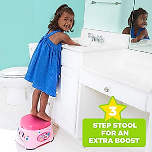 Disney's Minnie Mouse Made You Smile 3-in-1 Potty Training System for Toilet Training Kids, Multi-Stage Potty Training - Floor Potty, Detachable Potty Ring, Step Stool|Toilet Seat for Kids&Toddlers