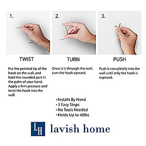 Home Decoration Wall Hooks - Hang Shelves, Art, Mirrors, Frames, or Planters - Super Hooks by Lavish Home - Mount Home or Office Décor with Ease- 20pc