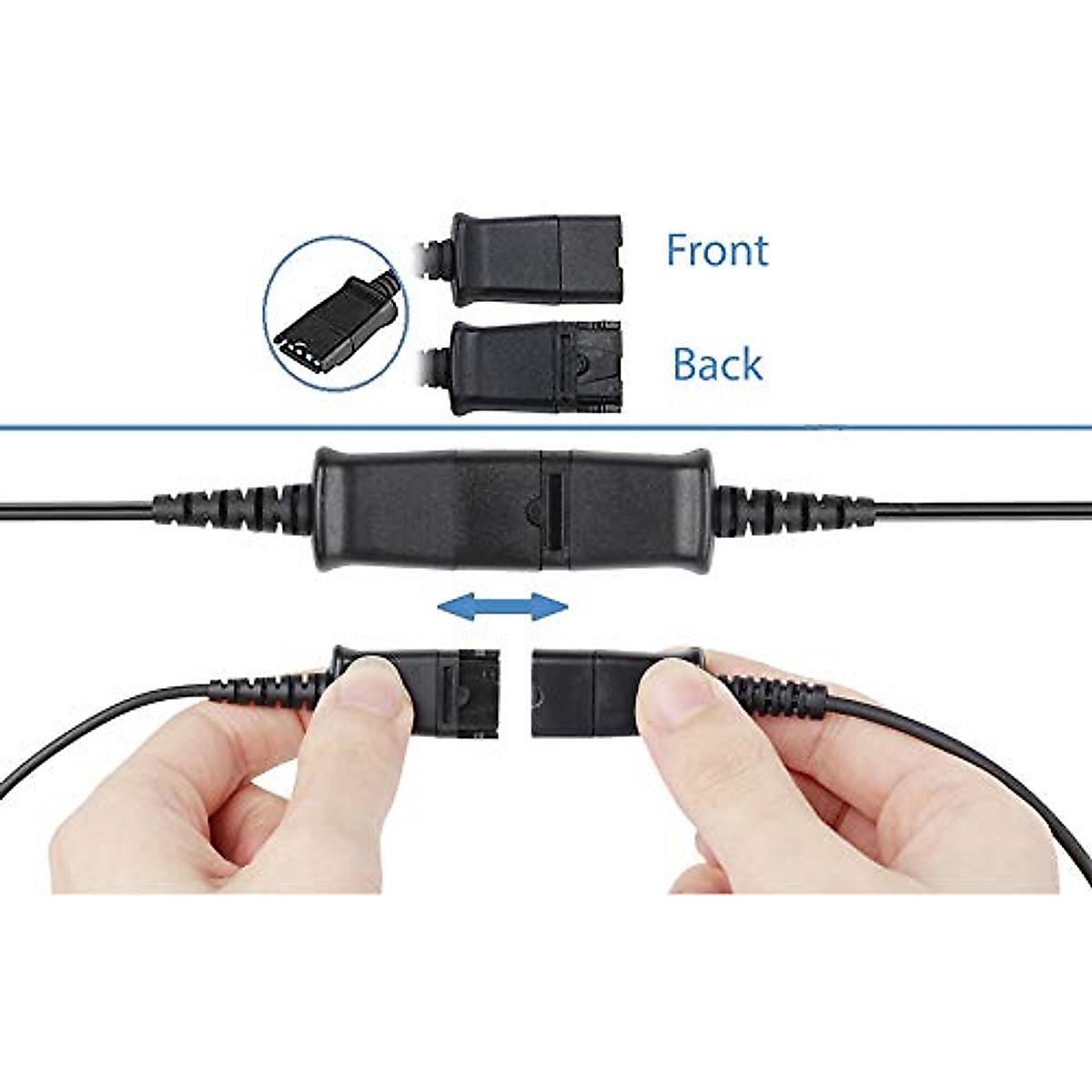 TruVoice USB-A to QD Adapter Cable Compatible with Any Plantronics Wired Headset with a QD and Includes Volume Control and Mute Functionality (Connects Headset to PC, Laptop and Softphones)