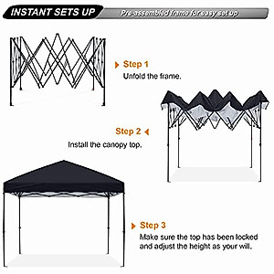ABCCANOPY Durable Easy Pop up Canopy Tent 10x10, Black