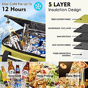 AUROPEAK Cooler Bag 46 Cans Insulated Soft Sided Cooler Collapsible Portable Lunch Cooler Leakproof Cooler Bag for Beach, Picnic, Work, Trip, Travel, Camping, BBQ