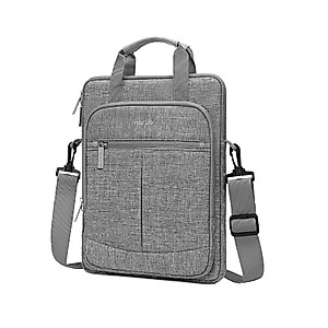 MOSISO Vertical Laptop Shoulder Bag Compatible with MacBook Air/Pro,13-13.3 inch Notebook,Compatible with MacBook Pro 14 2023-2021 A2779 M2 A2442 M1 with 2 Front Pockets&Front Decorative Pockets, Gray