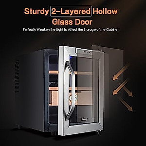 Jointco Mini Cooler Humidor With Spanish Cedar, 1.2 cu. ft, Stainless Steel Glass Door with Humidity Tray and Hygrometer…