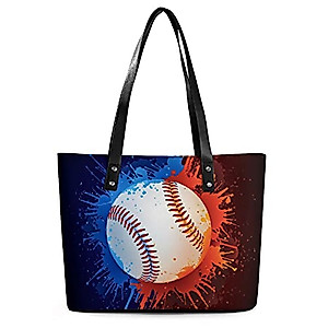 Womens Handbag Baseball Ball Softball Leather Tote Bag Top Handle Satchel Bags For Lady