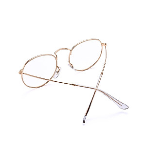 AZorb Round Clear Lens Glasses Classic Metal Frame Non-Prescription Eyeglasses for Women Men(gold)