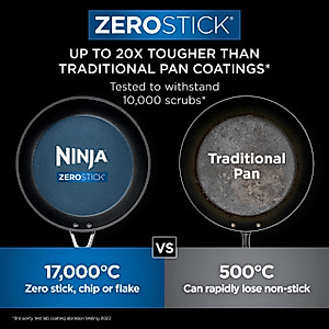 Ninja ZEROSTICK Stainless Steel Cookware 3-Piece Saucepan Set with Glass Lids, Long Lasting, Non-Stick Saucepans (16, 18 & 20cm), Induction Compatible, Oven Safe to 260°C, C63000UK