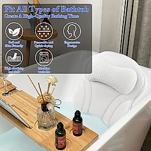 CAYCOIN Bath Pillow for Tub Comfort Bathtub Pillow, Ergonomic Bath Pillows for Tub Neck and Back Support with 6 Suction Cups, Ultra-Soft 4D Air Mesh Design SPA Tub Bath Pillow
