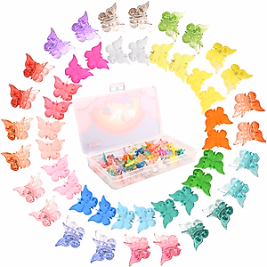 Butterfly Hair Clips for Girls Women, Funtopia 72 Pieces Small Pastel Hair Claw Clips with Box Package, Mini Cute Hair Accessories for Hair 90s Girls Women, 24 Assorted Colors