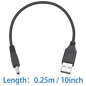 Duttek USB to DC Cable, 3.5x1.35 mm 5V DC Power Charging Cord, Electronics Barrel Jack Plugs USB 2.0 A Male to DC 3.5mm x 1.35mm Male Adapter Converter Cable(10 inch / 25cm)