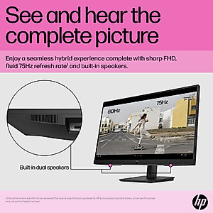 HP 24 inch 1080P Computer Monitor Bundle With Docztorm Dock, 24" Full HD (1920x1080) 75Hz Anti-Glare IPS Display with Built-In Speakers, HDMI, VGA, Displayport, Ideal for Home and Business - Pack of 2