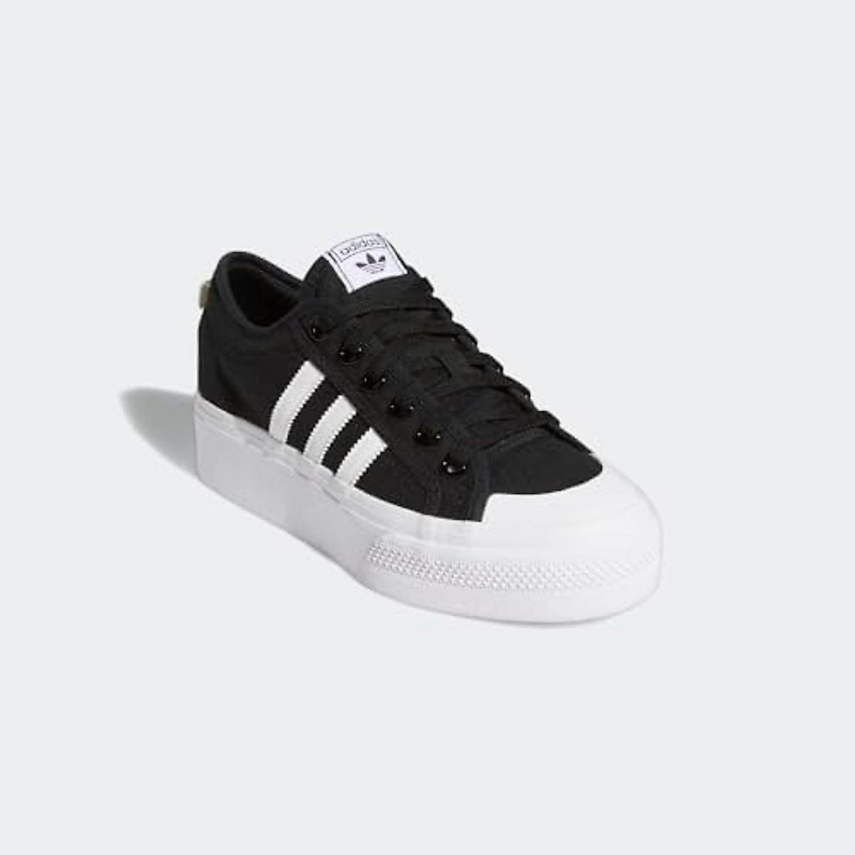 adidas Originals Women's Nizza Platform, Black/White/White, 9