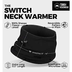 Tough Headwear Neck Warmer - Winter Fleece Neck Gaiter & Fleece Neck Warmer - Ski Gaiter for Men - Reversible Neck Gaiter for Cold Weather