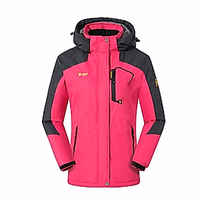 TBMPOY Women's Warm Winter Coats Waterproof Windproof Snow Jackets Insulated Fleece Rain Jacket for Skiing Outdoor Rose S