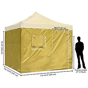 Instahibit 10x6.5 Ft Pop up Canopy Sidewall Kit Door Window Privacy 4 Pieces (Sidewall Only)