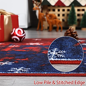 CAROMIO Christmas Hallway Runner Rug Holiday Decorative Xmas Snowflake Area Rug, Washable Stain Resistant Non-Slip Floor Cover Modern Abstract Entrance Carpet for Laundry Kitchen, 2' x 8'