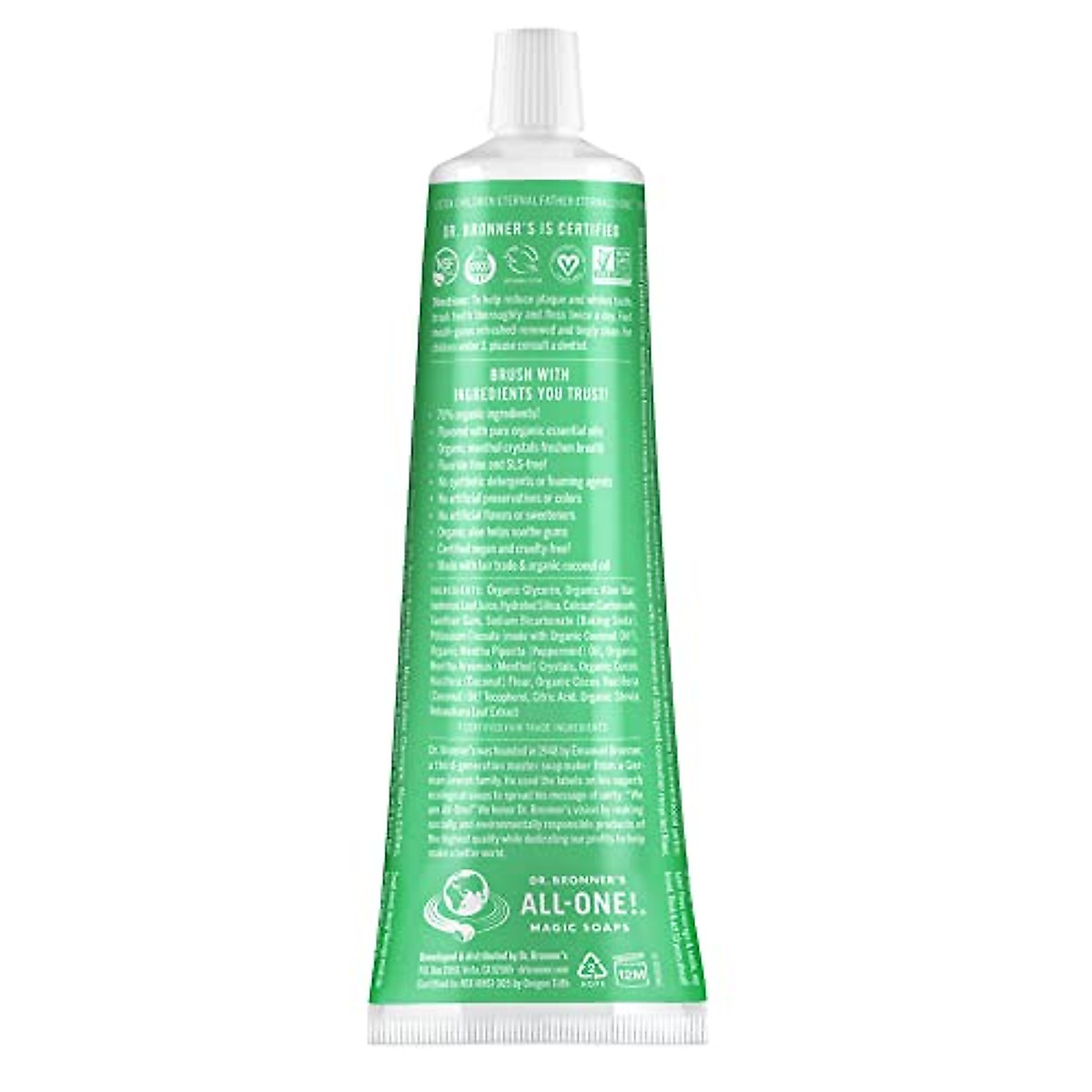 Dr. Bronner’s - All-One Toothpaste (Spearmint, 5 Ounce,3-Pack)