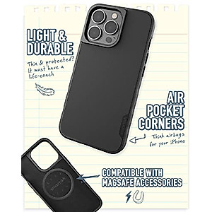 Smartish iPhone 13 Pro Slim Case - Gripmunk Compatible with MagSafe [Lightweight + Protective] Thin Grip Cover with Microfiber Lining - Black Tie Affair