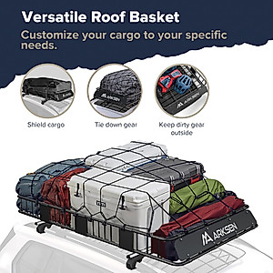 ARKSEN 84 x 50 Inch Universal Extra Wide 150LB Heavy Duty Roof Rack Cargo with Extension Car Top Luggage Holder Carrier Basket for SUV, Truck, & Car Steel Construction