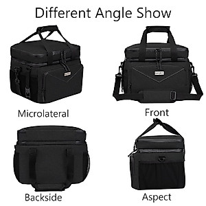 BAVGRED Insulated Lunch Bag for Men/Women-Large Adult Lunch Box-Leakproof Soft Warmer/Cooler Work Tote with Adjustable Shoulder Strap Black